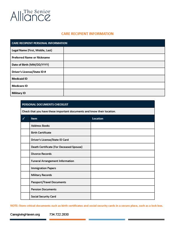 Caregiver Binder - The Senior Alliance